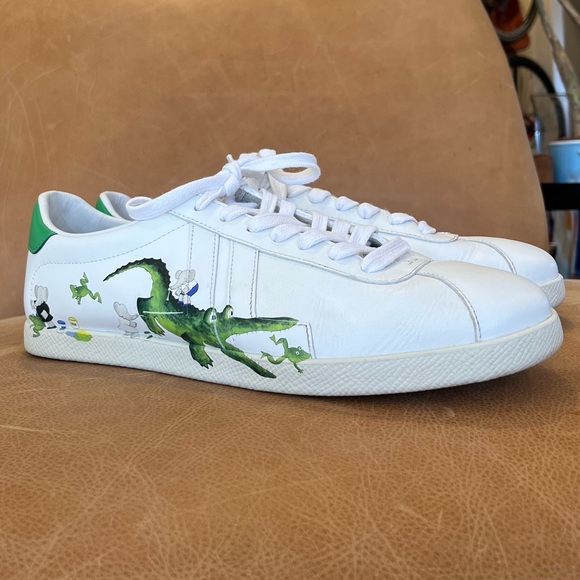 Lanvin | Shoes | Lanvin White And Green Leather Sneakers Babar The ...